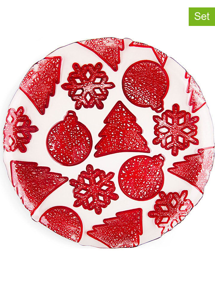 Trendy Kitchen by EXCÉLSA Talerze (2 szt.) "Xmas" w kolorze czerwonym ...