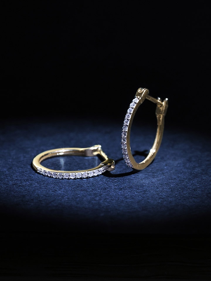 DIAMANTA Złote kolczyki-kreole "Créoles sublimes" z diamentami ...