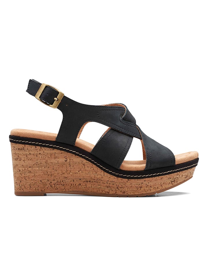 Clarks Leren sleehaksandalen "Elleri Rae" zwart goedkoop kopen | limango