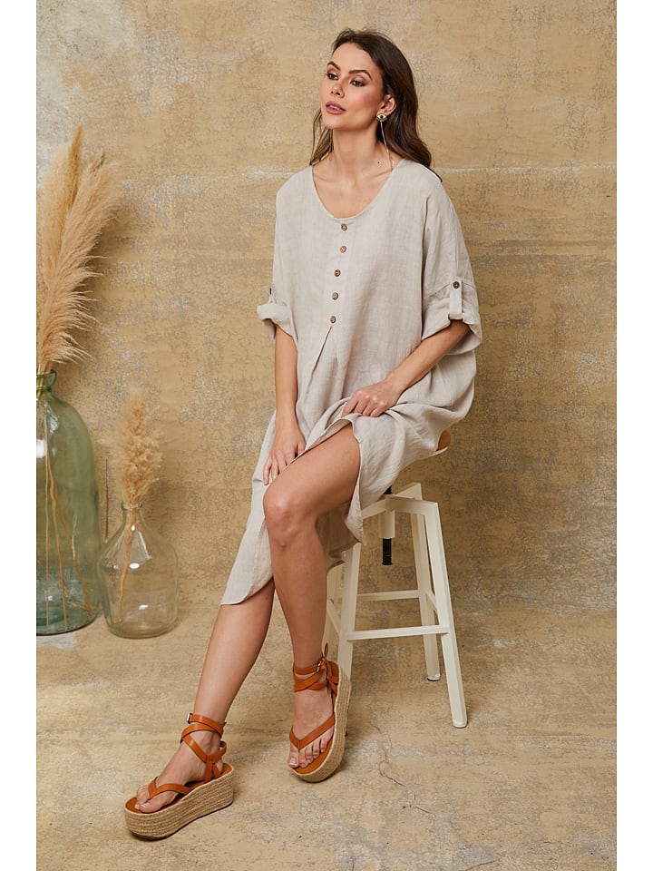 Fleur de Lin Leinen-Kleid "Cadence" in Beige günstig kaufen | limango