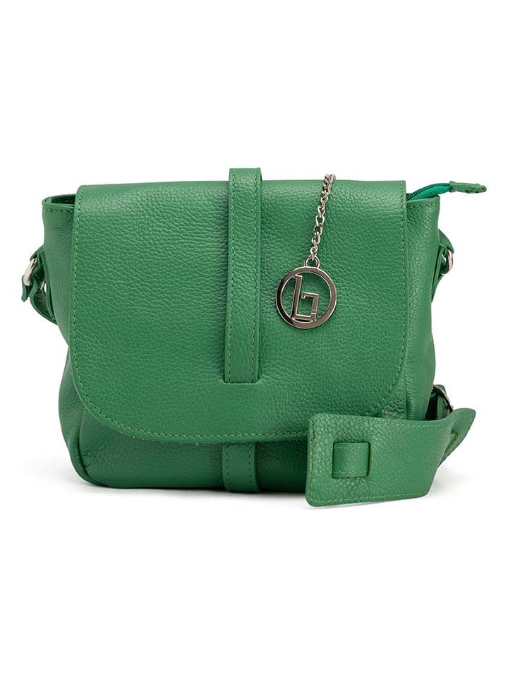 Lia Biassoni Leren schoudertas "Mella" groen - (B)24 x (H)20 x (D)10 cm ...
