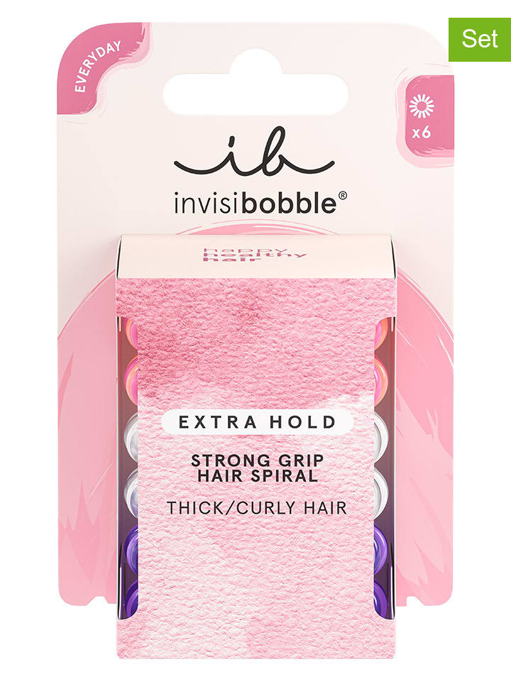 Invisibobble 2er-Set: Spiral-Haarbänder "Extra Hold" in Rosa/ Weiß ...