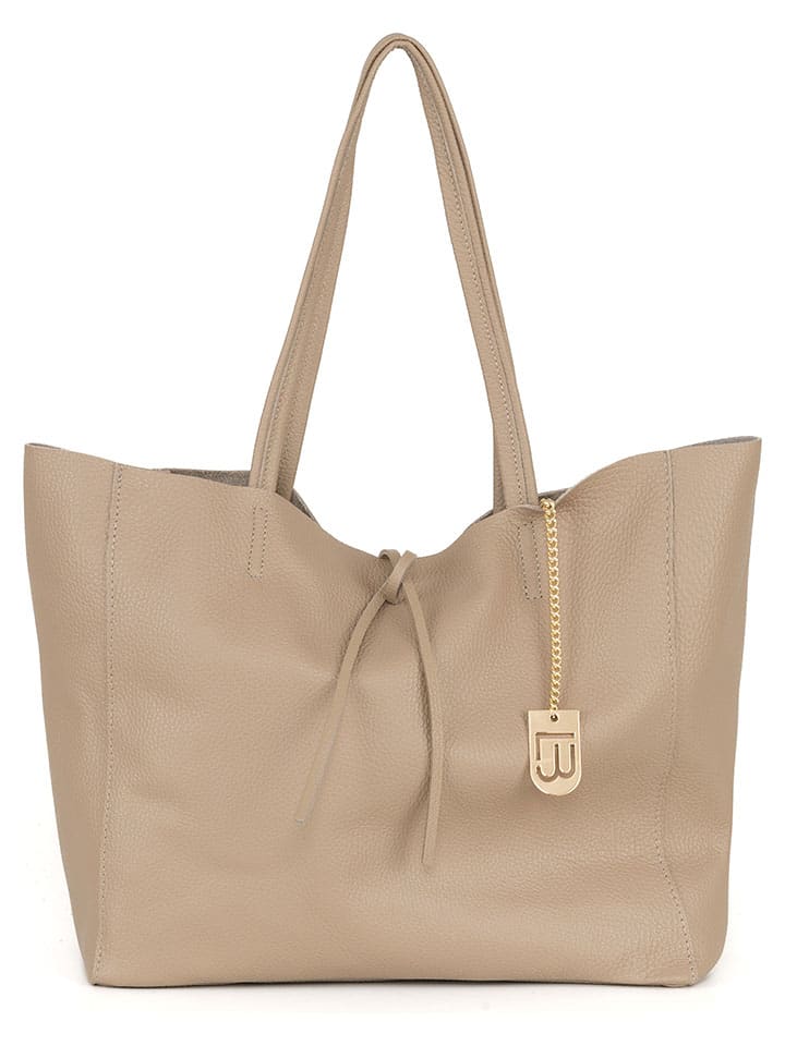 Lucca Baldi Leder-Schultertasche "Spoleto" in Beige - (B)34 x (H)28 x ...