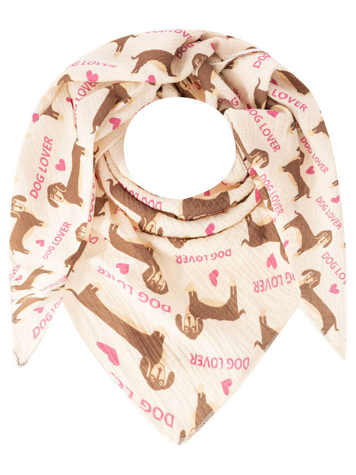 Zwillingsherz Dreieckstuch "Dog Lover" in Beige/ Hellbraun - (L)200 x ...